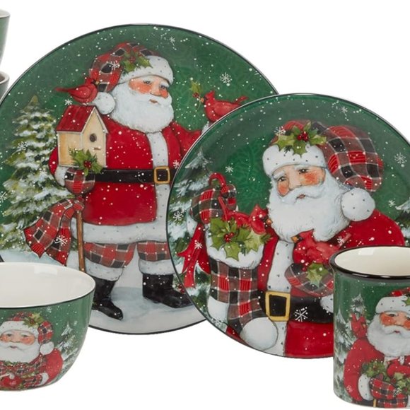Certified International | Kitchen | Christmas Lodge Santa 6 Pc ...